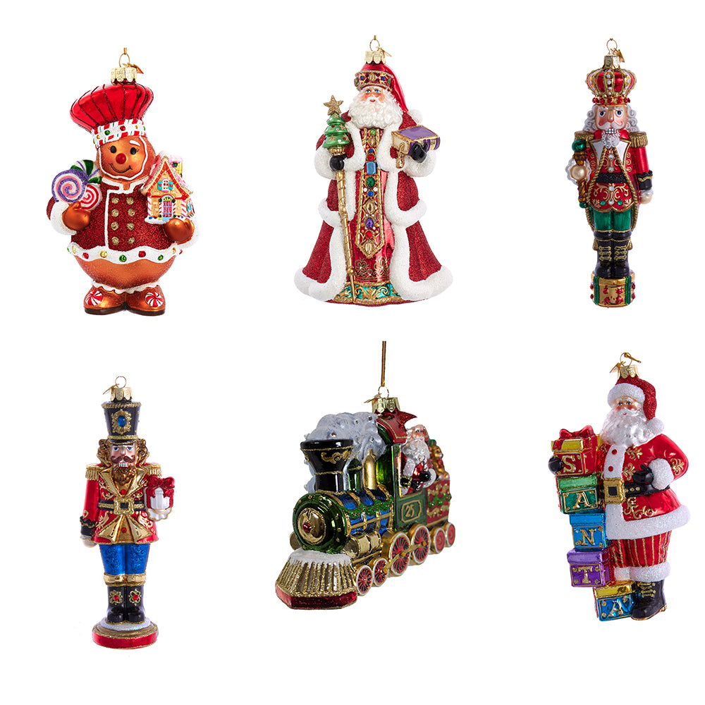Bellissimo Glass Santa, Nutcracker, Gingerbread, Train Figure Christma ...