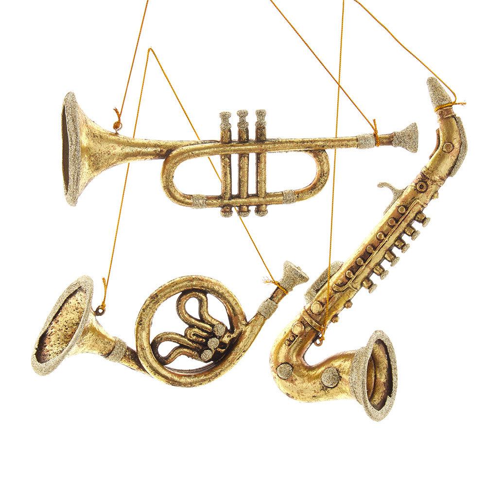 Antique Gold Musical Instrument Ornament, Horn, Trumpet, Saxophone ...