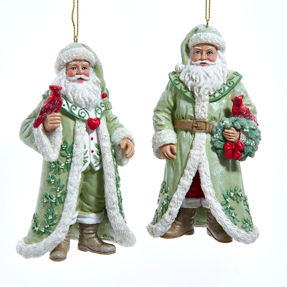 Mistletoe Santa Ornaments, Set of 2 – ChristmasCottage